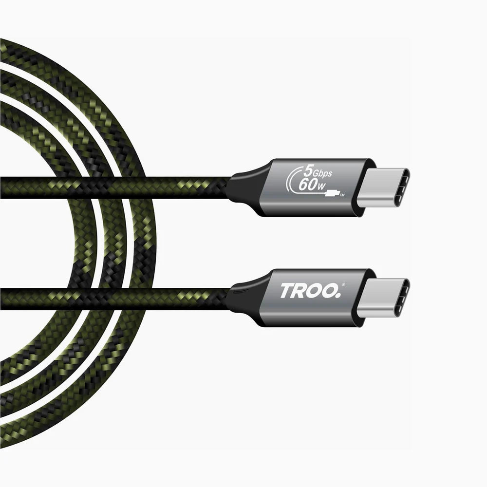 TROO 60w USB C To USB C Braided Cable | Techmarkit